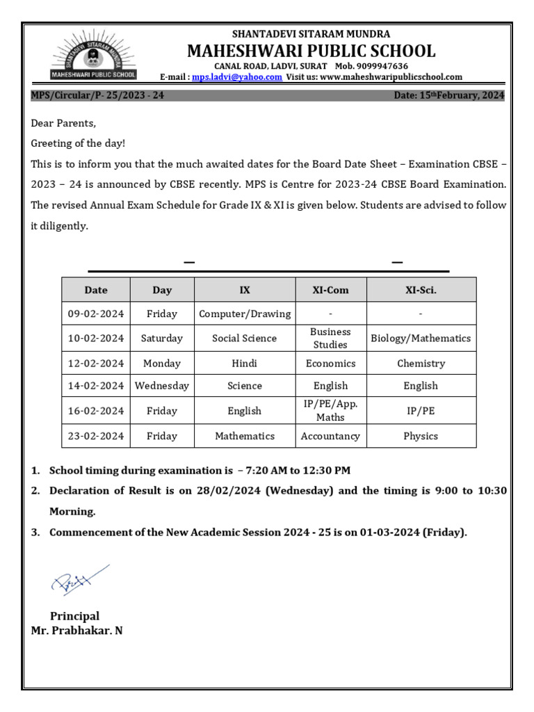 STD Ix & Xi Revised Annual Exam Schedule | PDF