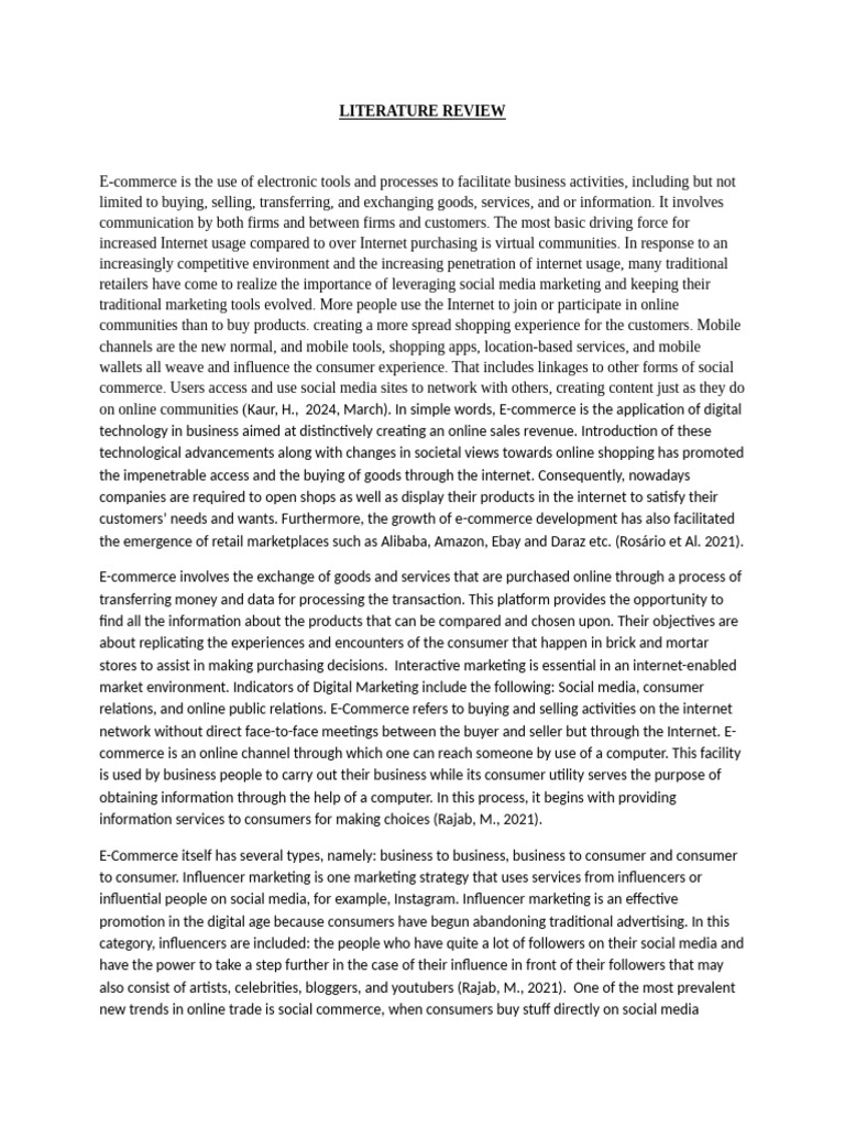 Literature Review (GROUP 9) | PDF | E Commerce | Marketing