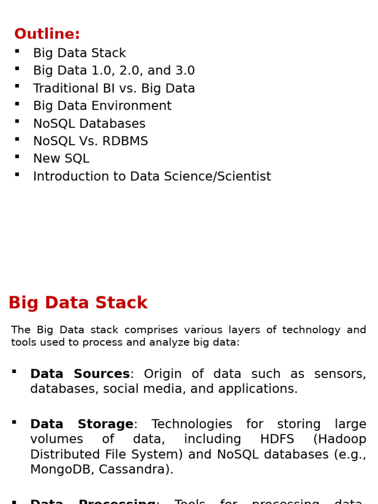 BDA PPT M1 P1 Big Data Stack | PDF | No Sql | Business Intelligence