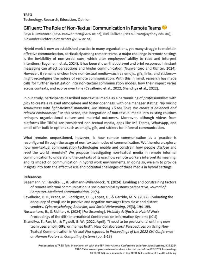 ICIS-2024-TREO GIFluent TheRoleofNon-TextualCommunicationinRemoteTeams ResearchGate | PDF ...