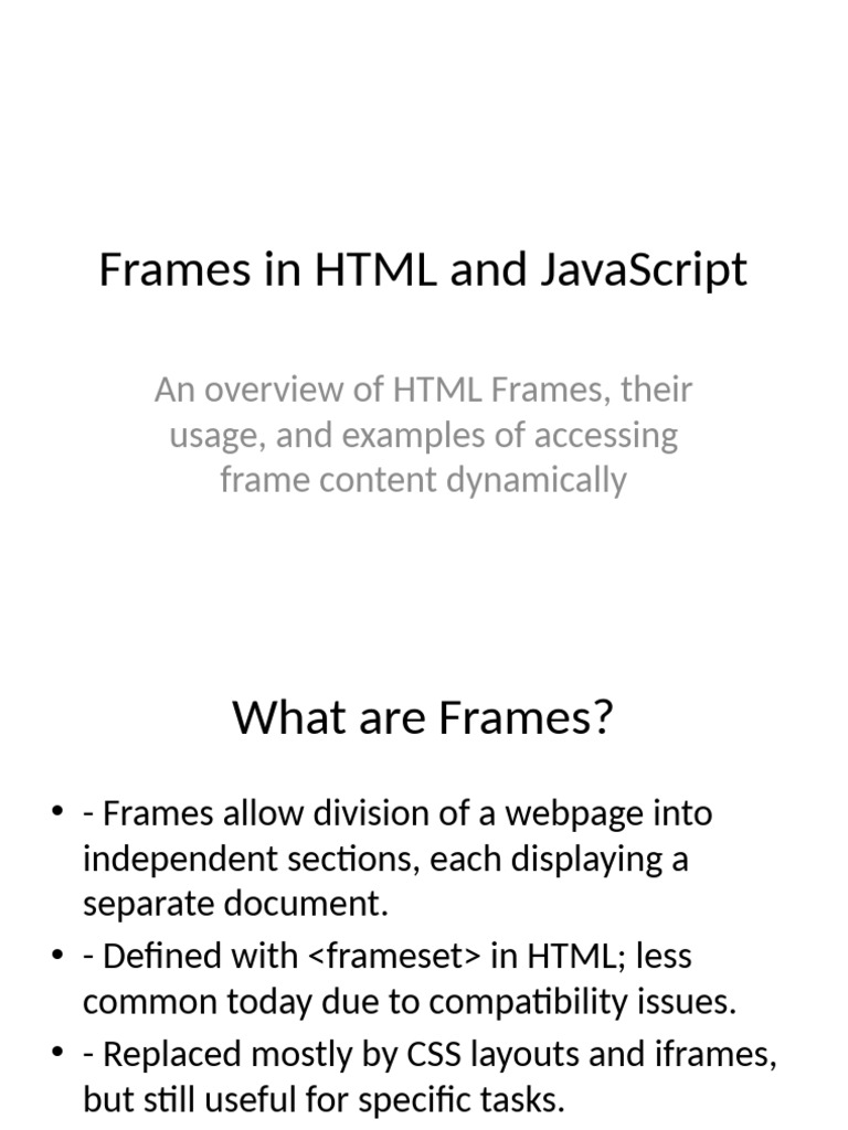 HTML Frames Presentation-1 | PDF | Html | Software