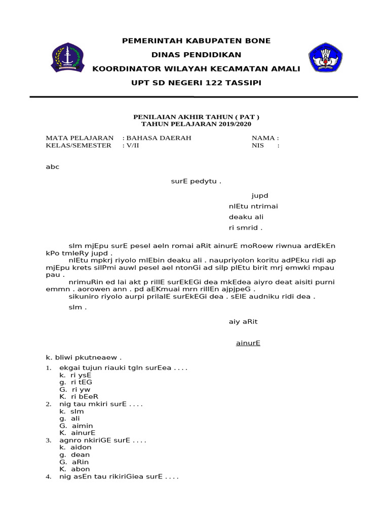 Bhs. Daerah Kelas V | PDF