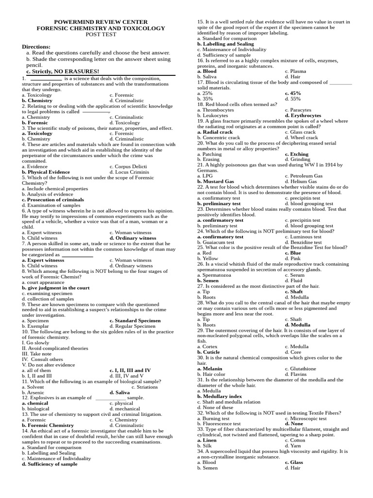 Forensic Chemistry and Toxicology | PDF | Blood | Blood Type
