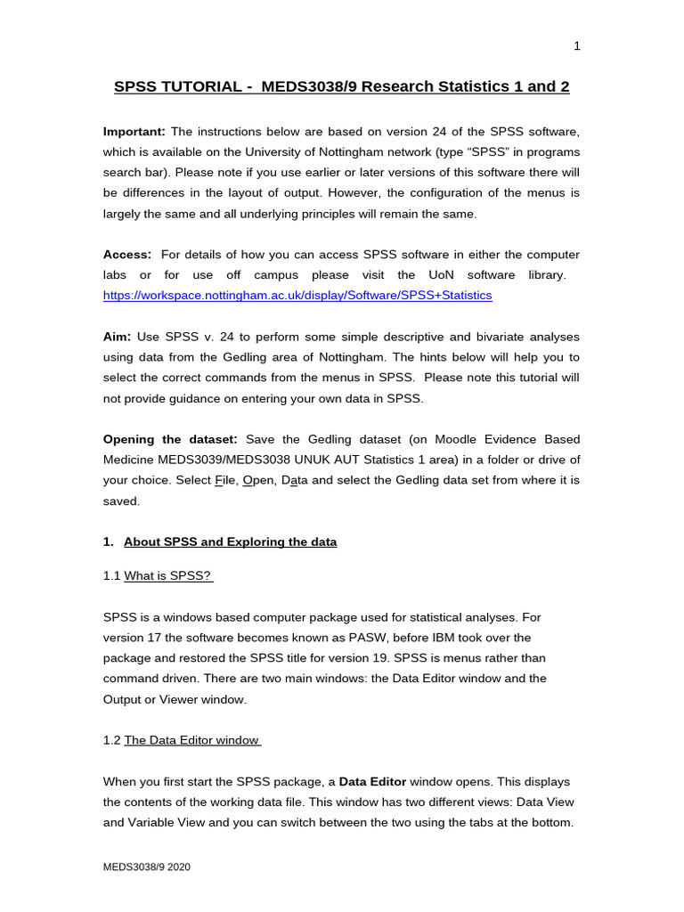 SPSS Basic Statistics Tutorial 2020 | PDF | Spss | Student's T Test