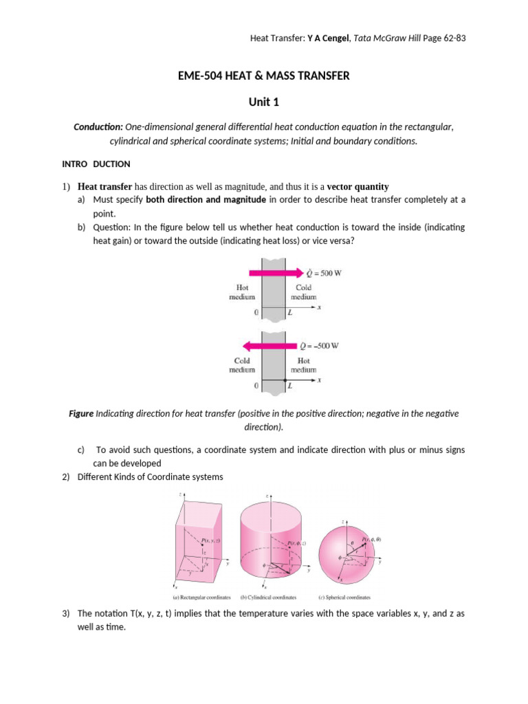 EME-504 HMT Unit 1 Chapter 2 Conduction | PDF | Thermal Conduction | Heat