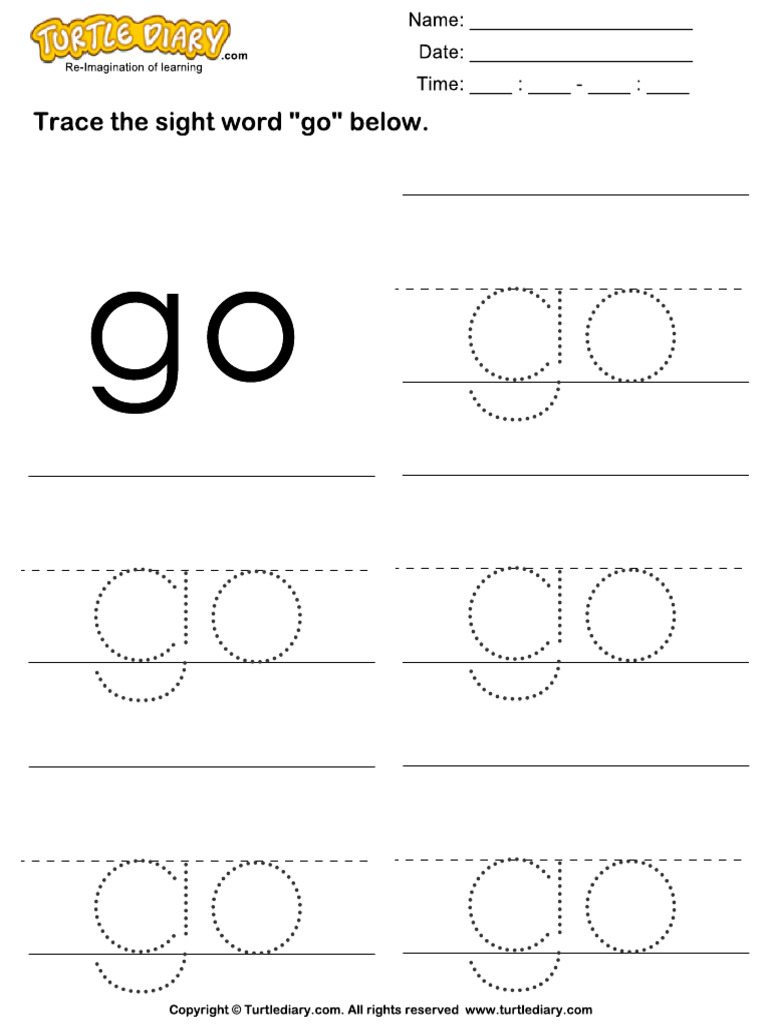 Sight Word Go Tracing Sheet | PDF
