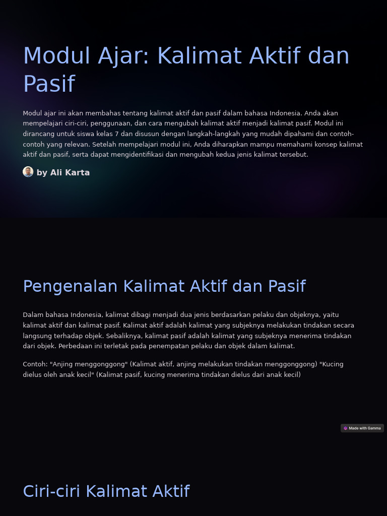 Modul Ajar Kalimat Aktif Dan Pasif | PDF