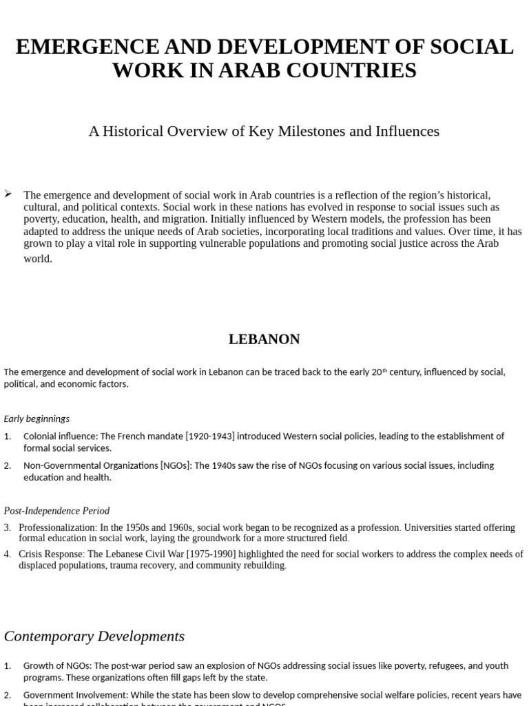 Emergence and Development of Social Work in Arab | PDF | Social Work ...
