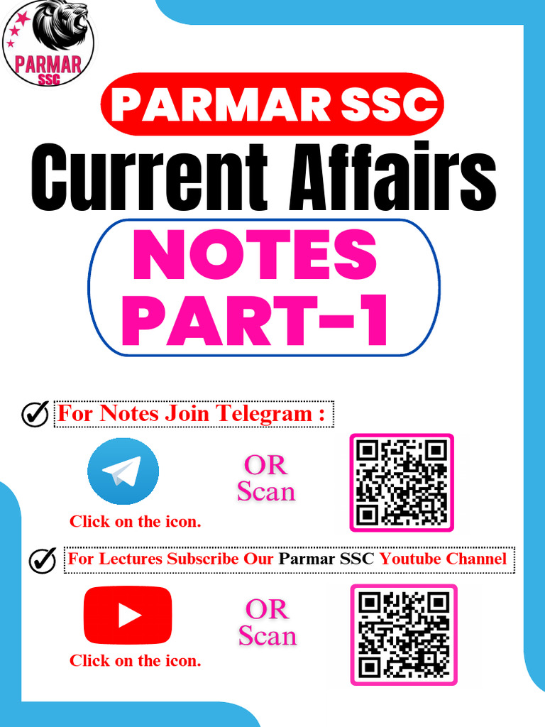 Current Affairs Part-1 Notes - by - Parmar - SSC | PDF