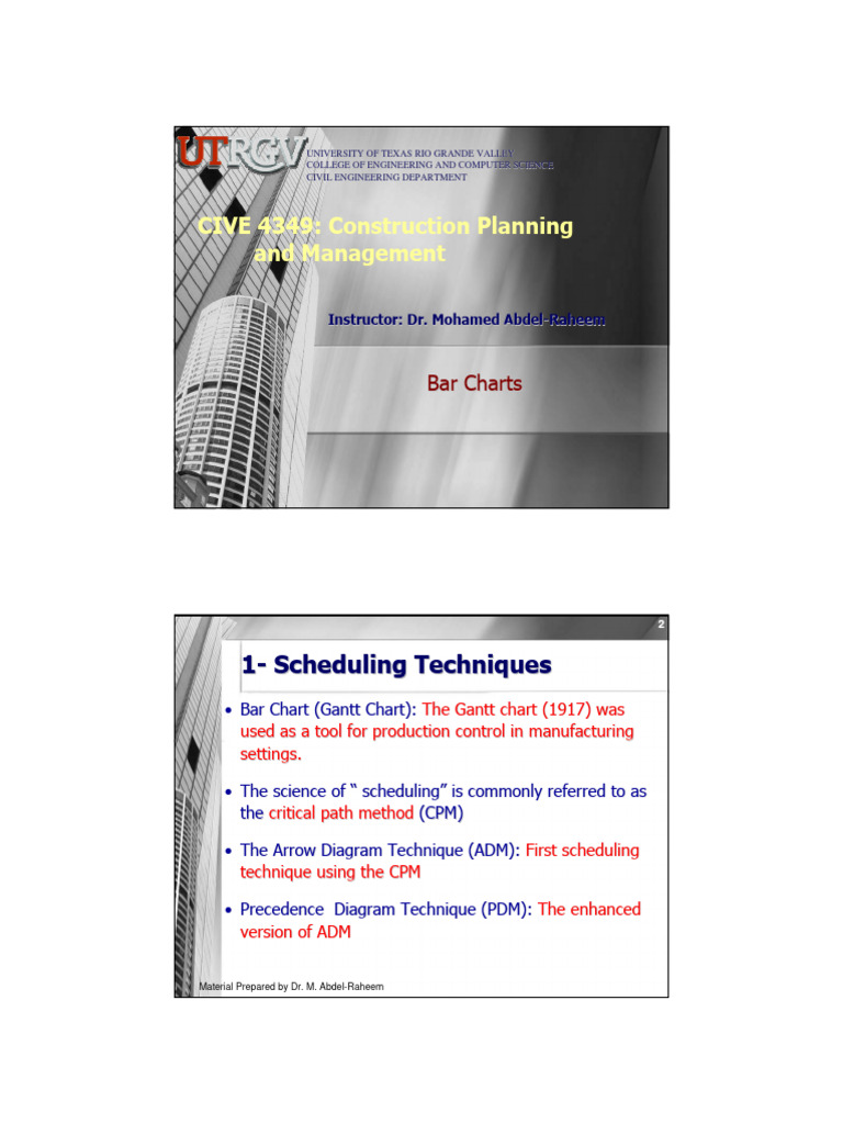 Lecture 6 - Project Scheduling-Bar Chart | PDF | Building Engineering ...