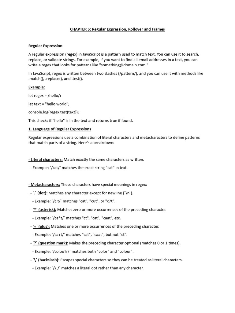 CHAPTER 5 Regular Expression | PDF | Regular Expression | Language Mechanics