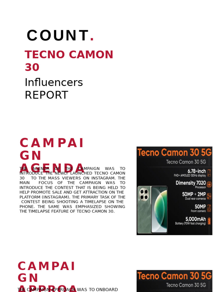 Tecno CAMON 30 Influencers Report | PDF