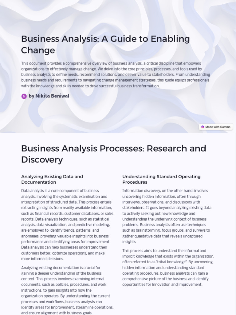 Business Analysis A Guide To Enabling Change | PDF | Business Analysis ...