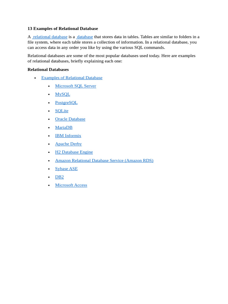 Types Of Rdbms Pdf Databases Relational Database 