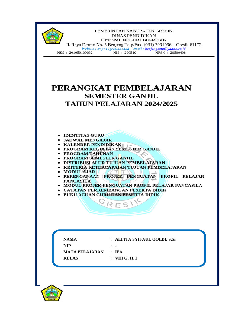 Perangkat Pembelajaran Semester Ganjil TP.2024-2025 | PDF
