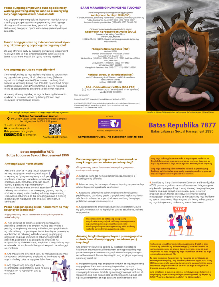 PCW Brochure Republic Act 7877 Anti Sexual Harassment Act of 1995 ...