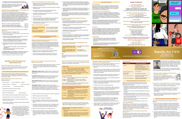 PCW Brochure R.A 11313 Safe Spaces Act English 2024 | PDF