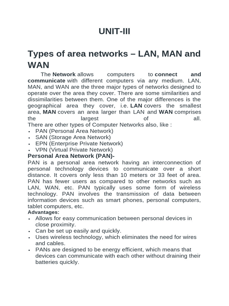 UNIT-III | PDF | Computer Network | Local Area Network