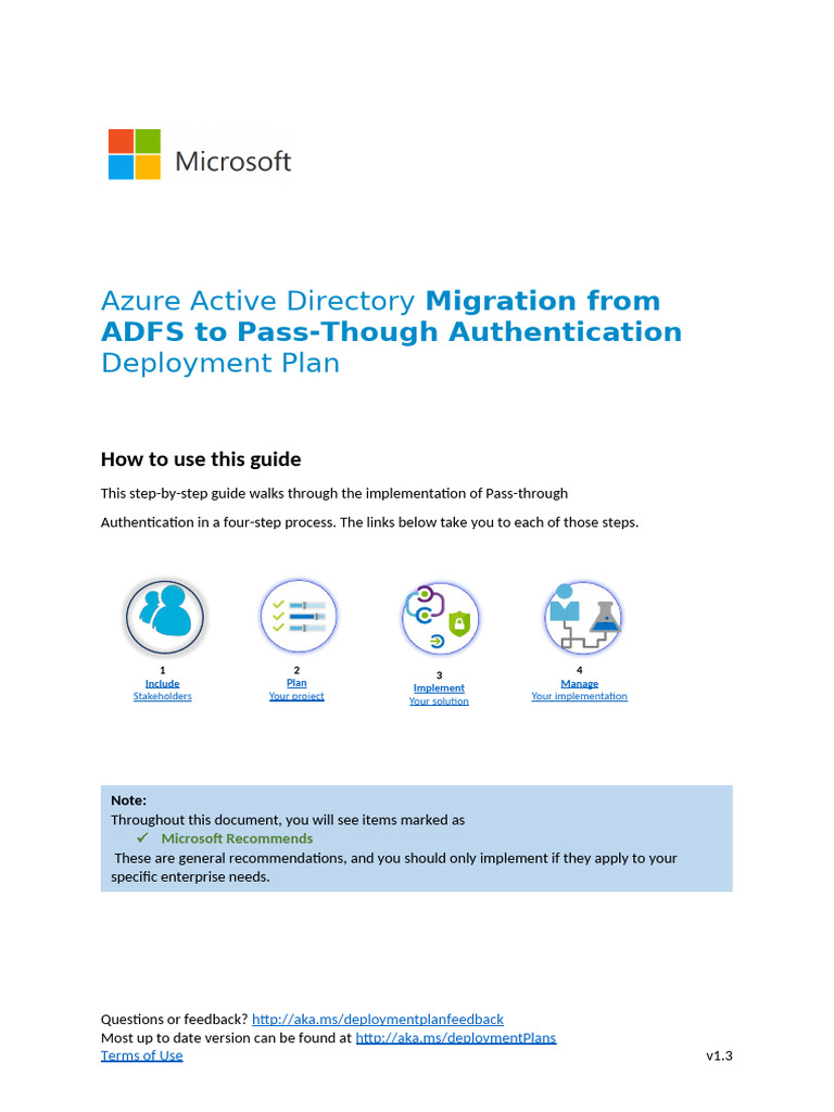 Migrating From Federated Authentication To Pass-Through Authentication | PDF | Active Directory ...