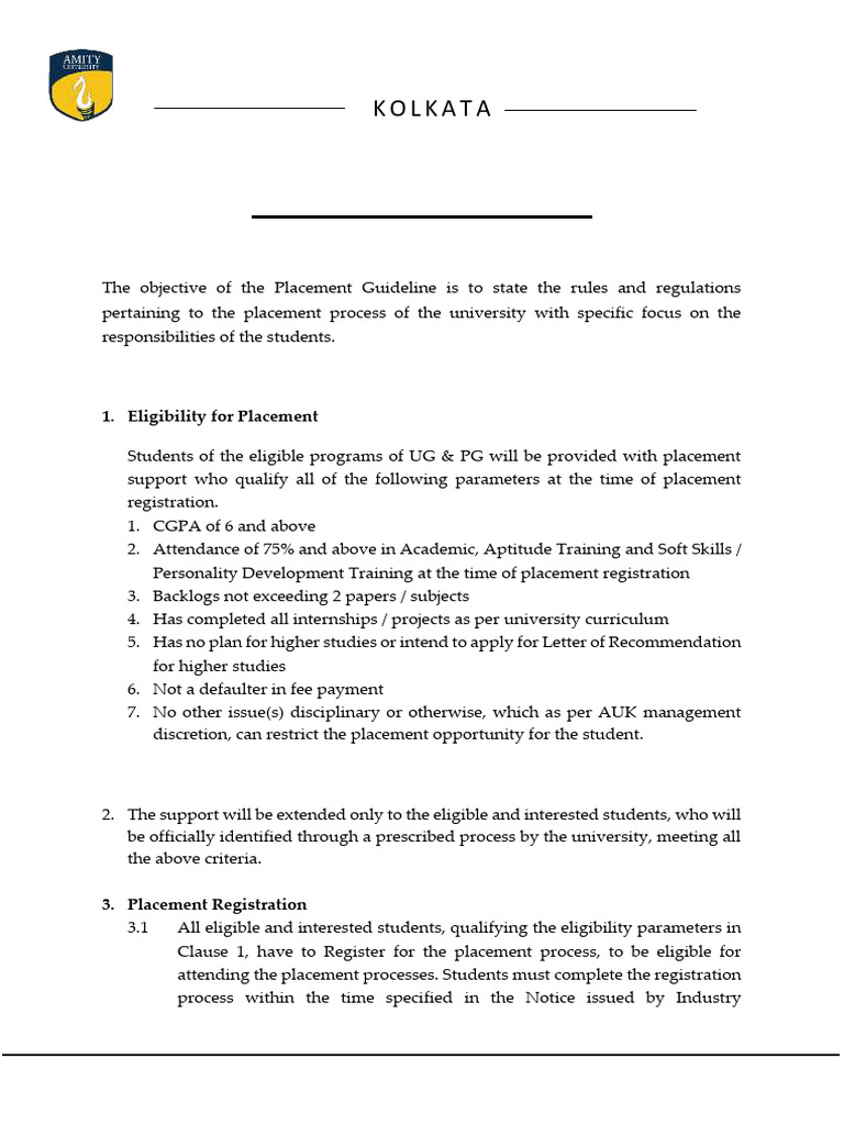Placement Guidelines 2022-2023 | PDF