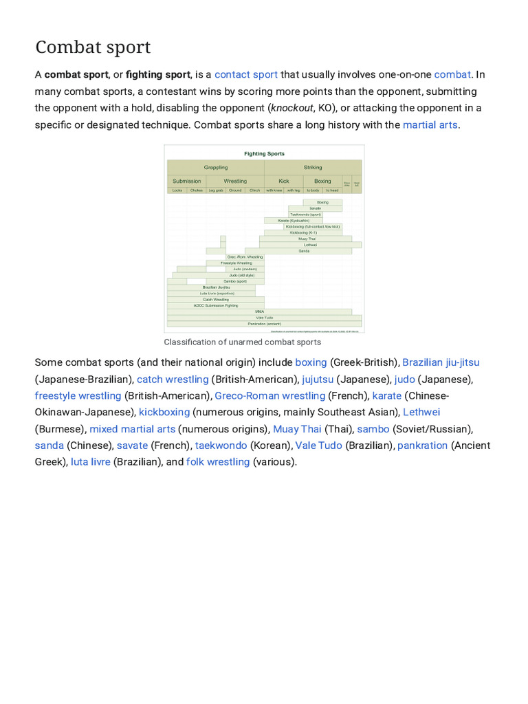 Combat Sport | PDF | Individual Sports | Combat Sports