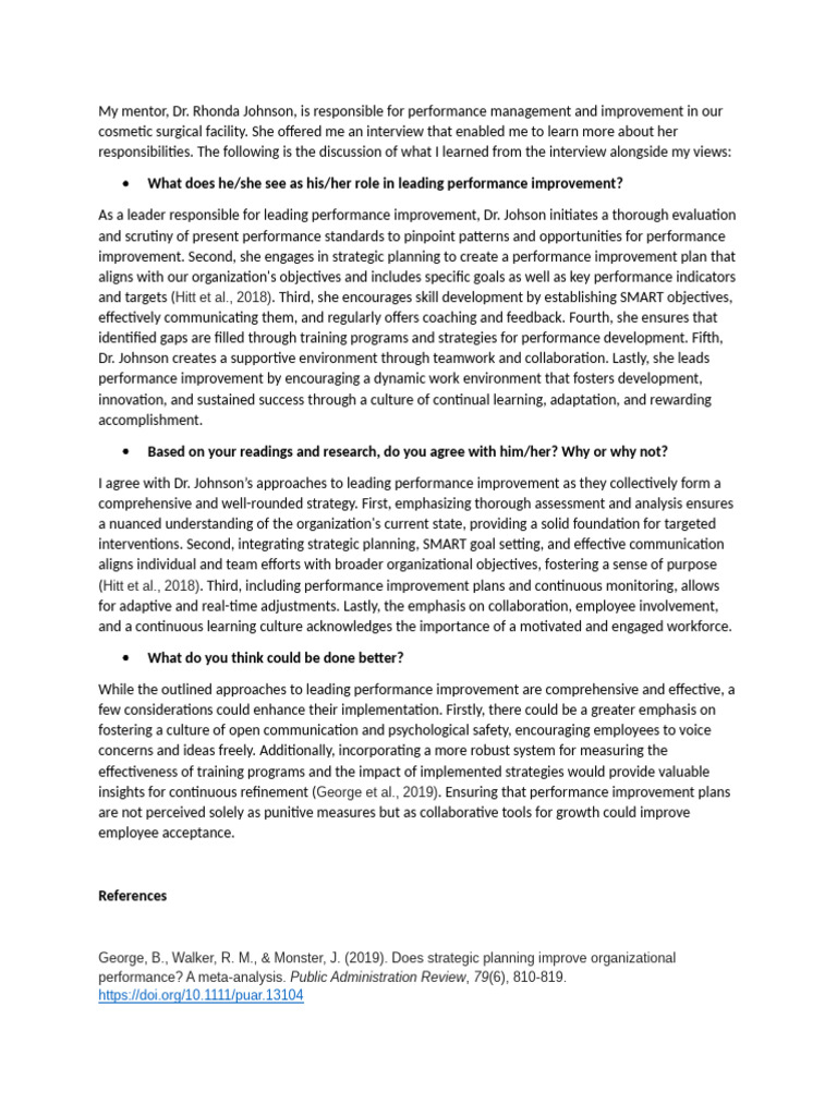 Unit 3, Discussion - Leadership Interview | PDF | Strategic Planning ...