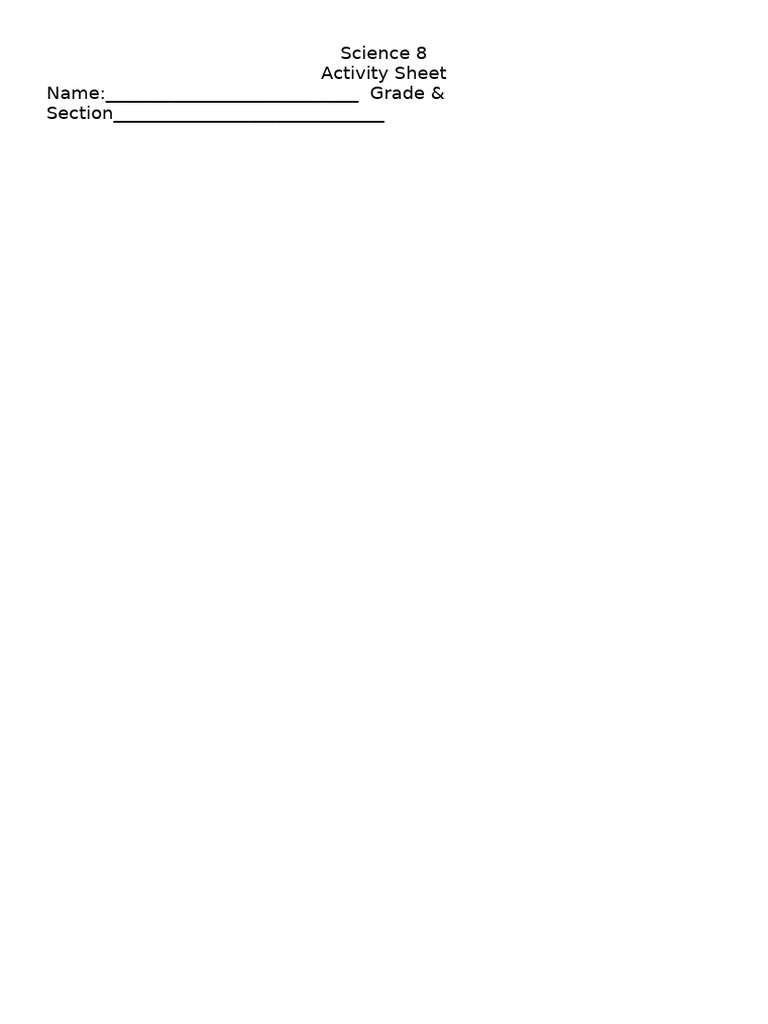 Activity Sheet in Science 8 | PDF