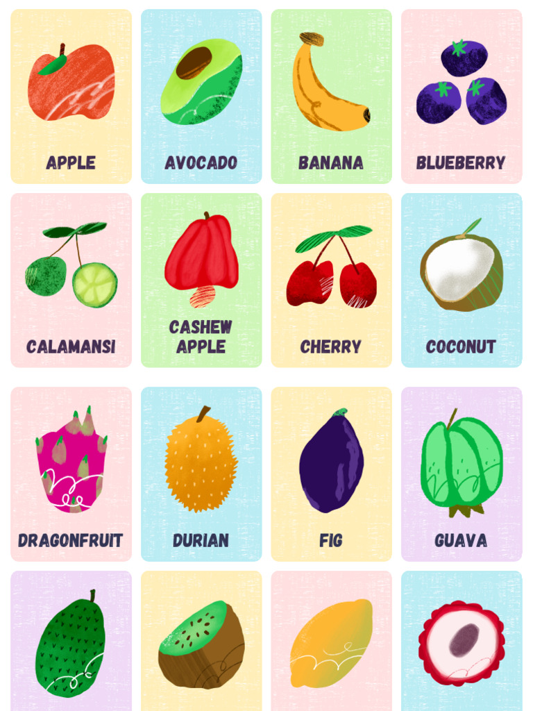 Pastel Textured Food Flashcard PDF | PDF