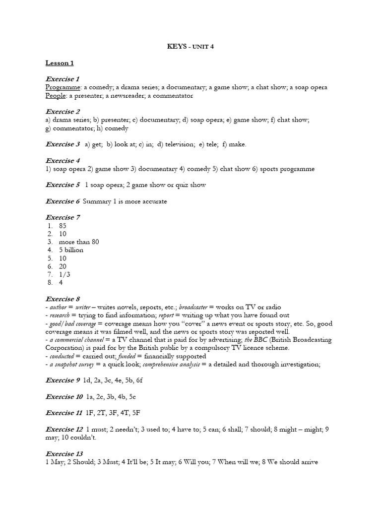 KEYS_Unit_4 | PDF | Adjective | Soap Opera