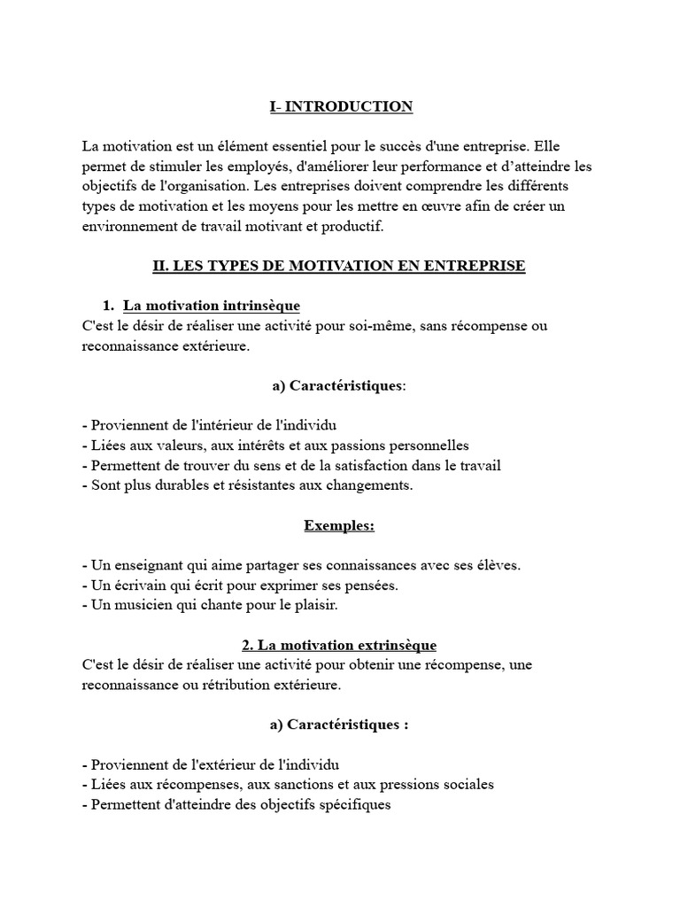 Types de motivation en entreprise | PDF | Motivation | Motivant