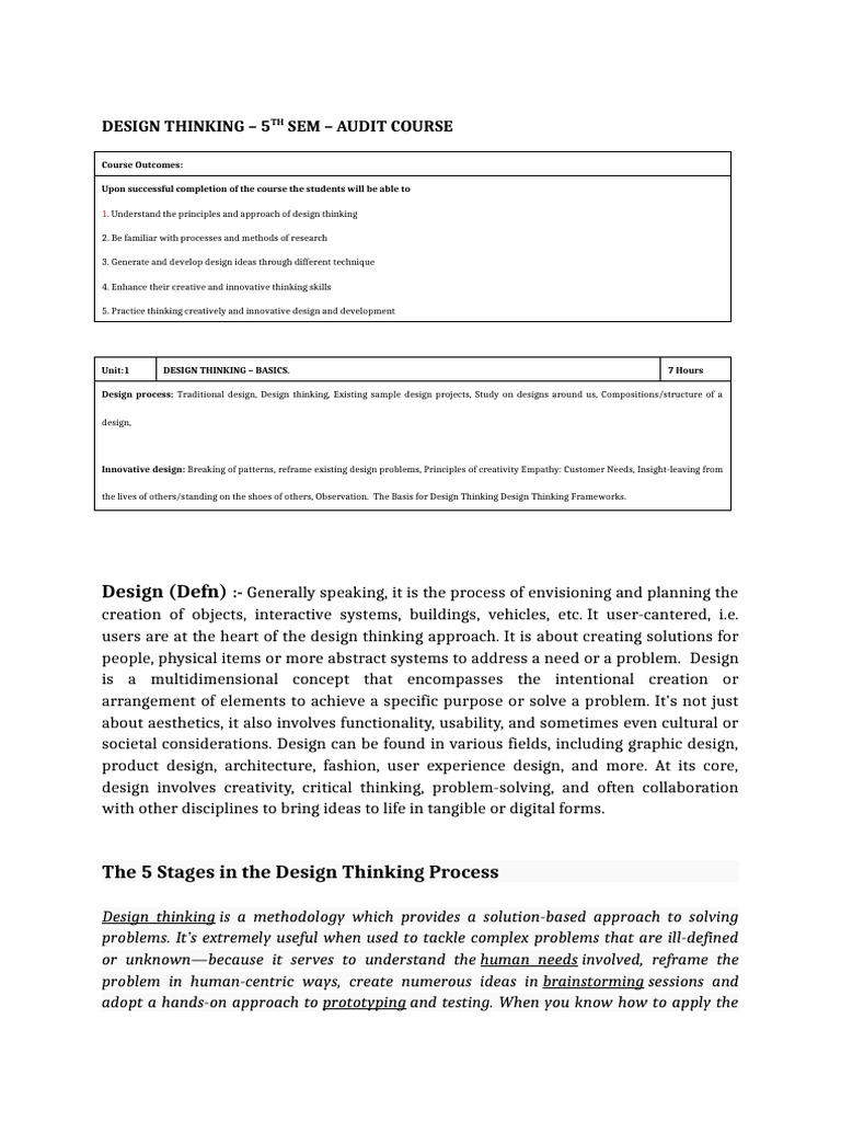 Design Thinking Process Overview | PDF | Design Thinking | Empathy