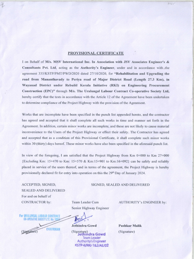 Rki-10-Provisional Completion Certificate | PDF | Private Law