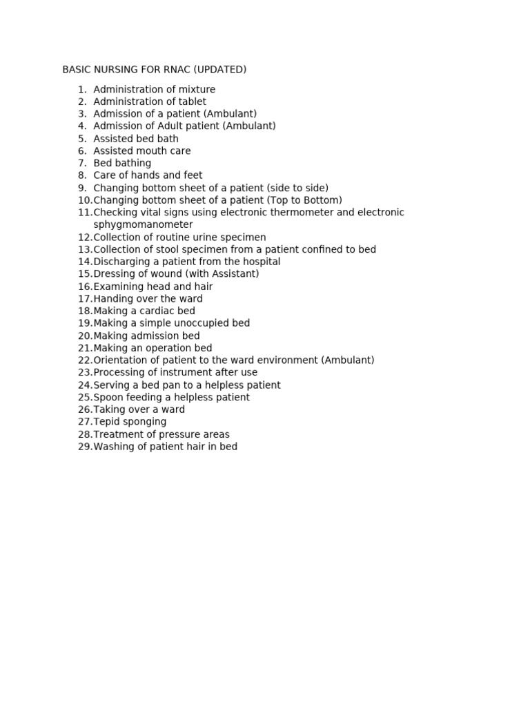 NMC TASKS FOR RM, RGN-1 | PDF | Patient | Medical Specialties