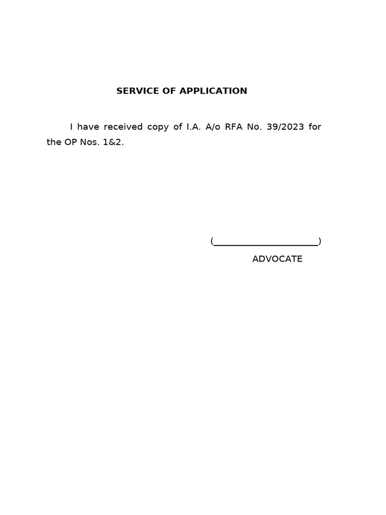 Service of Application | PDF