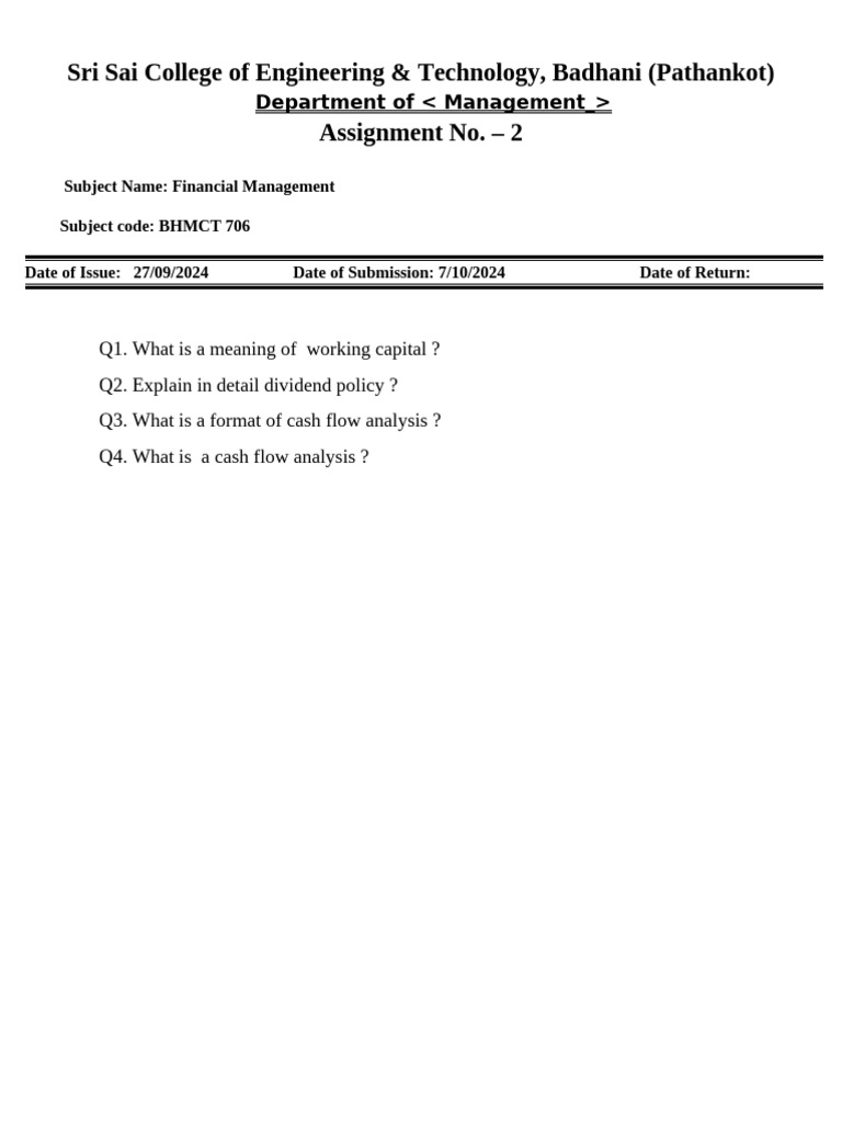 Assignment - 2hmct 7 (FM) - 031340 | PDF