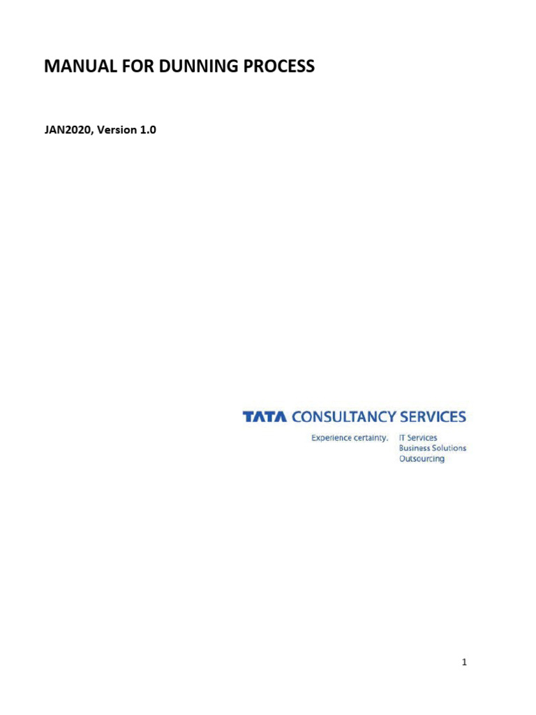 Manual For Dunning Process: JAN2020, Version 1.0 | PDF | Computing