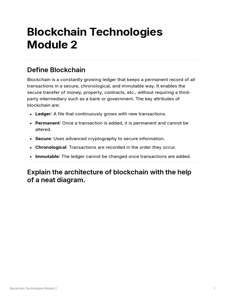 Blockchain Technologies Module 2 | PDF | Computer Network | Cryptocurrency