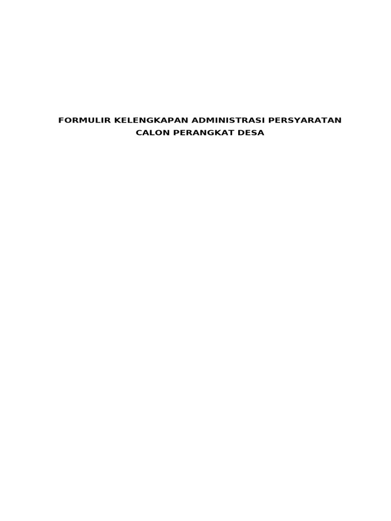 Form Kelengkapan Administrasi Calon Pendaftaran Perangkat Desa | PDF