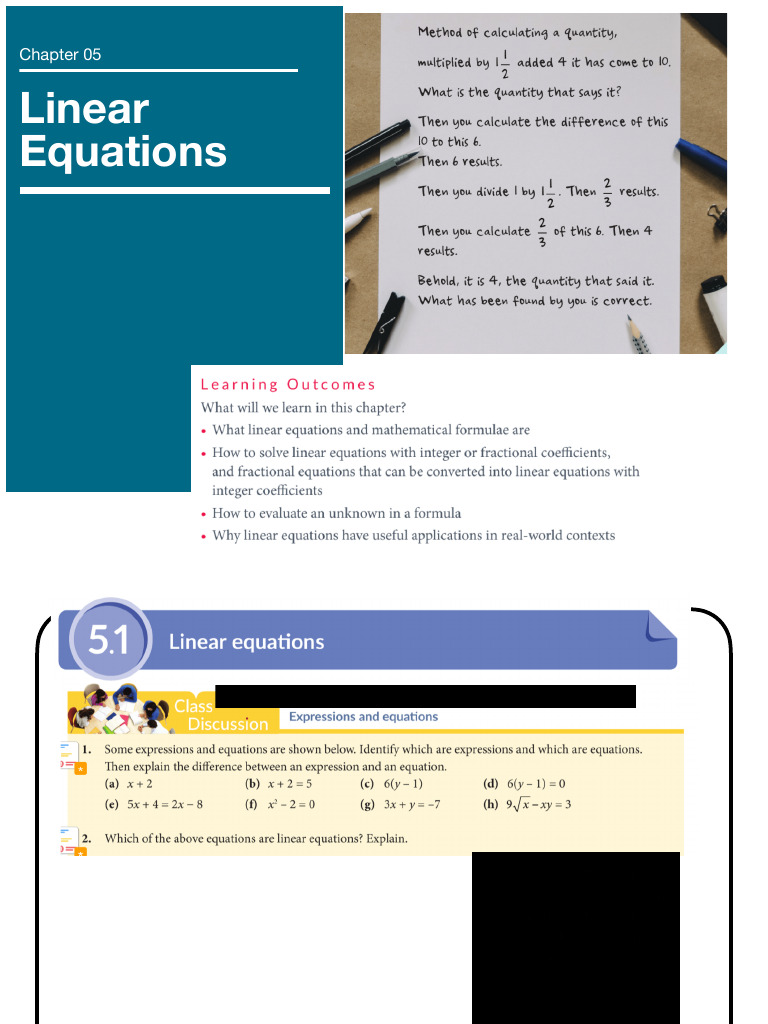1M3 C05 Linear Equations | PDF