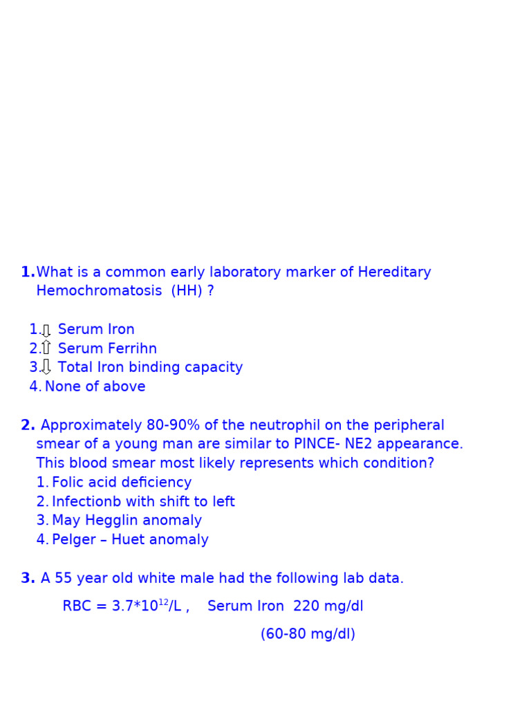 MLT Questions Completed 50 | PDF | Anemia | Clinical Medicine