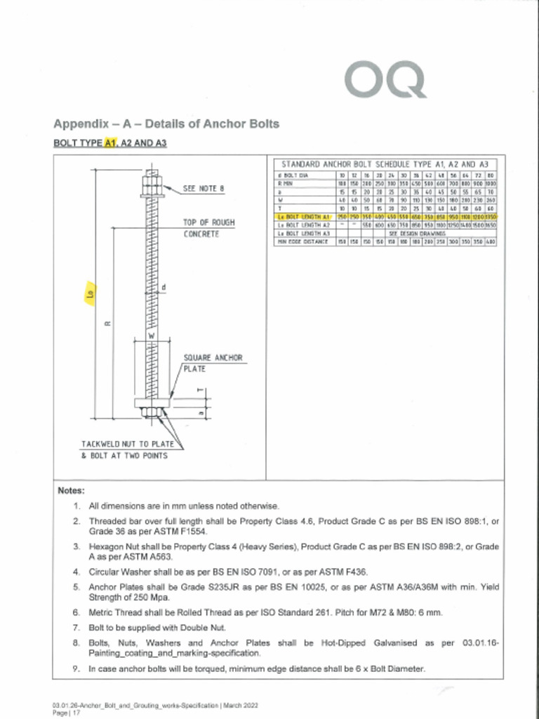 Anchor Bolt Details | PDF