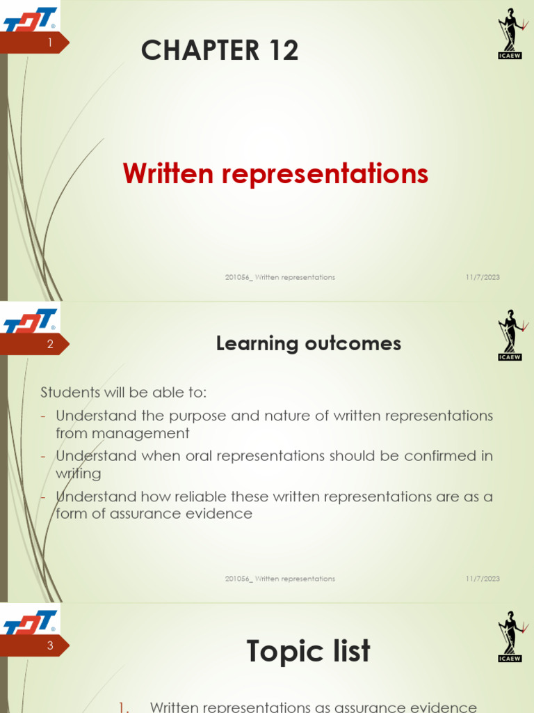 Chapter 12 - Written Representations - Copy | PDF | Audit | Business
