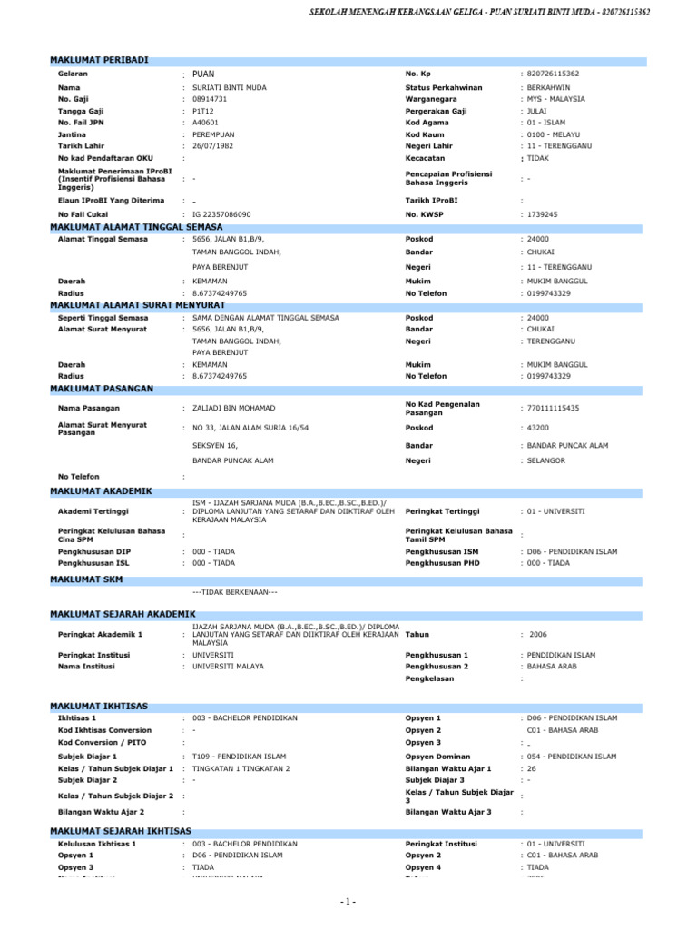 SK Paparan Semakan Data PDF | PDF