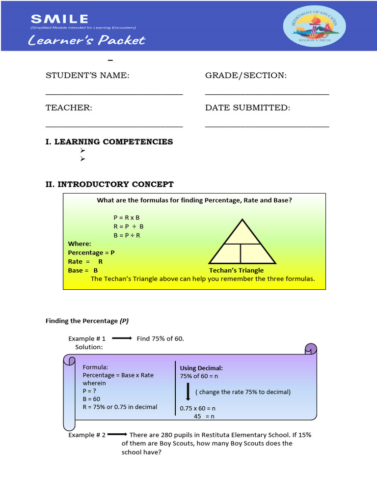 MATH6_Q2_SMILE_LP3 | PDF | Percentage | Cognition