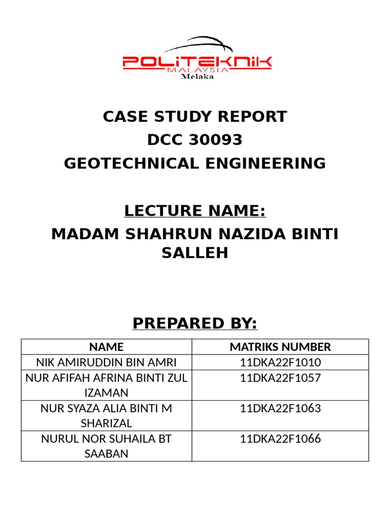 Case Study Report Geotech | PDF | Erosion | Earth Sciences