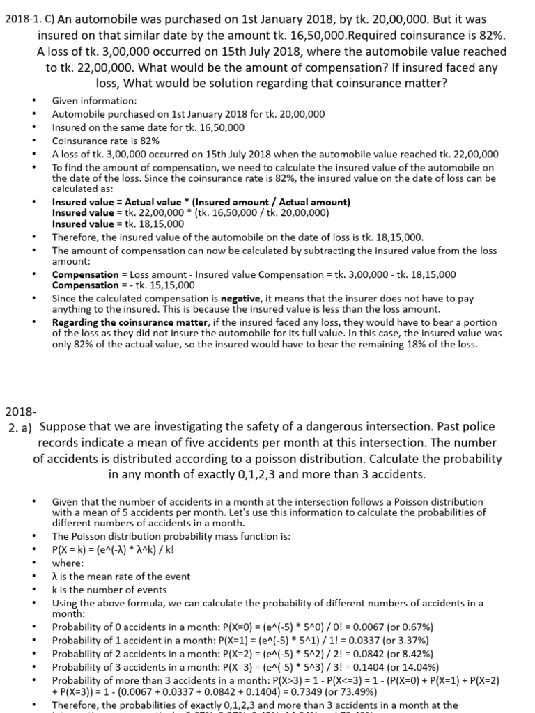 Insurance Math Solutions 2018,20 and Class Test | PDF | Insurance ...