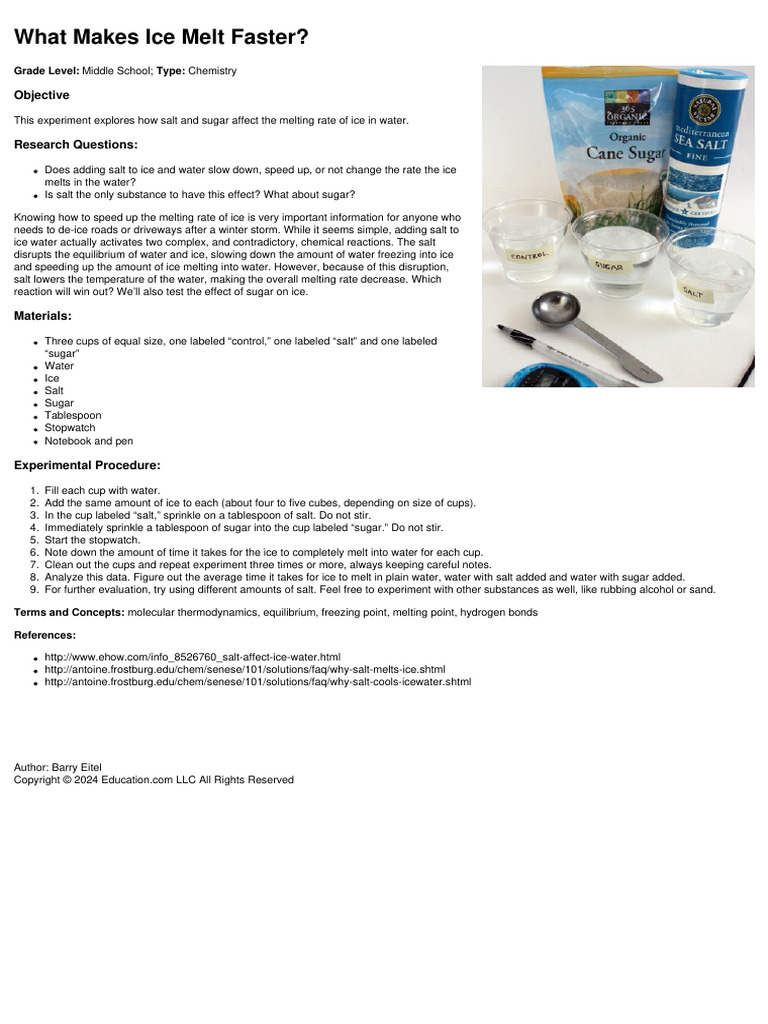 sugar-vs-salt | PDF | Water | Ice