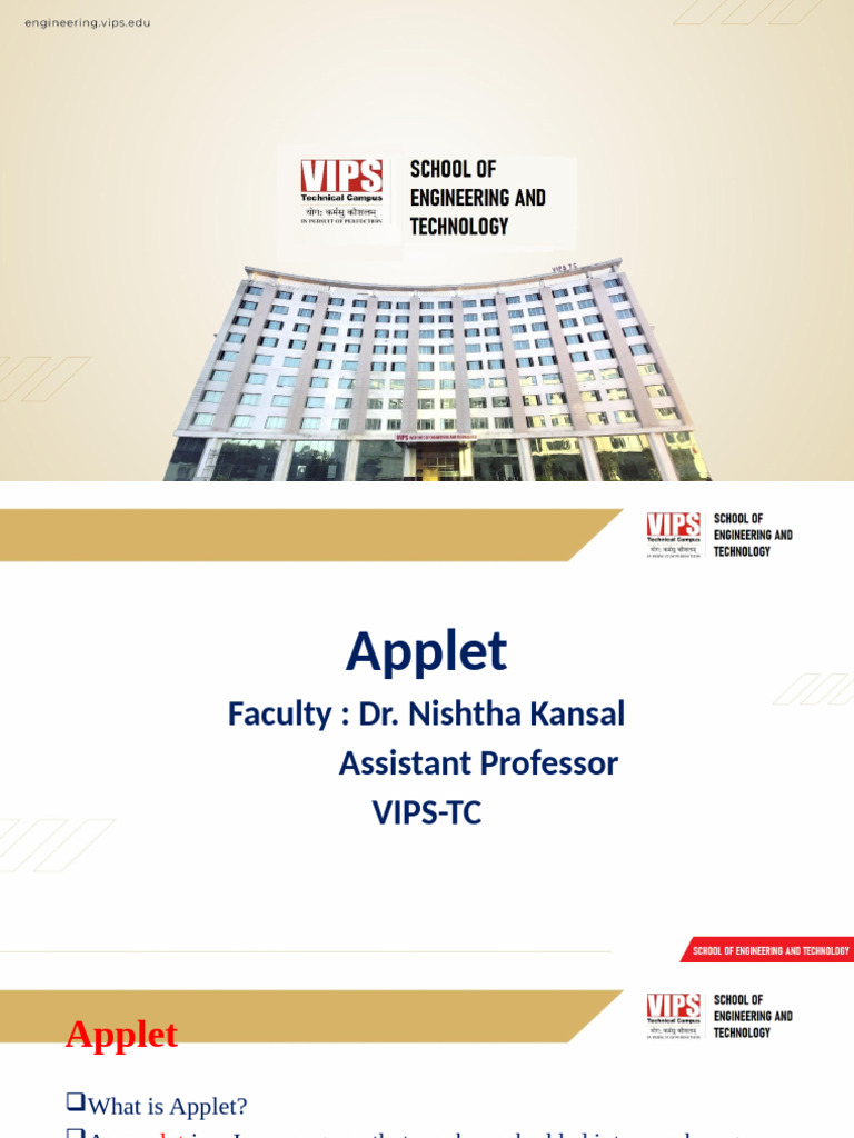 VIPS OOPS Unit 3 Applet | PDF | System Software | Computer Science