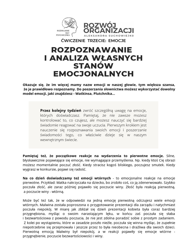 Cwiczenie Lekcja 4. Rozpoznawanie Emocji | PDF