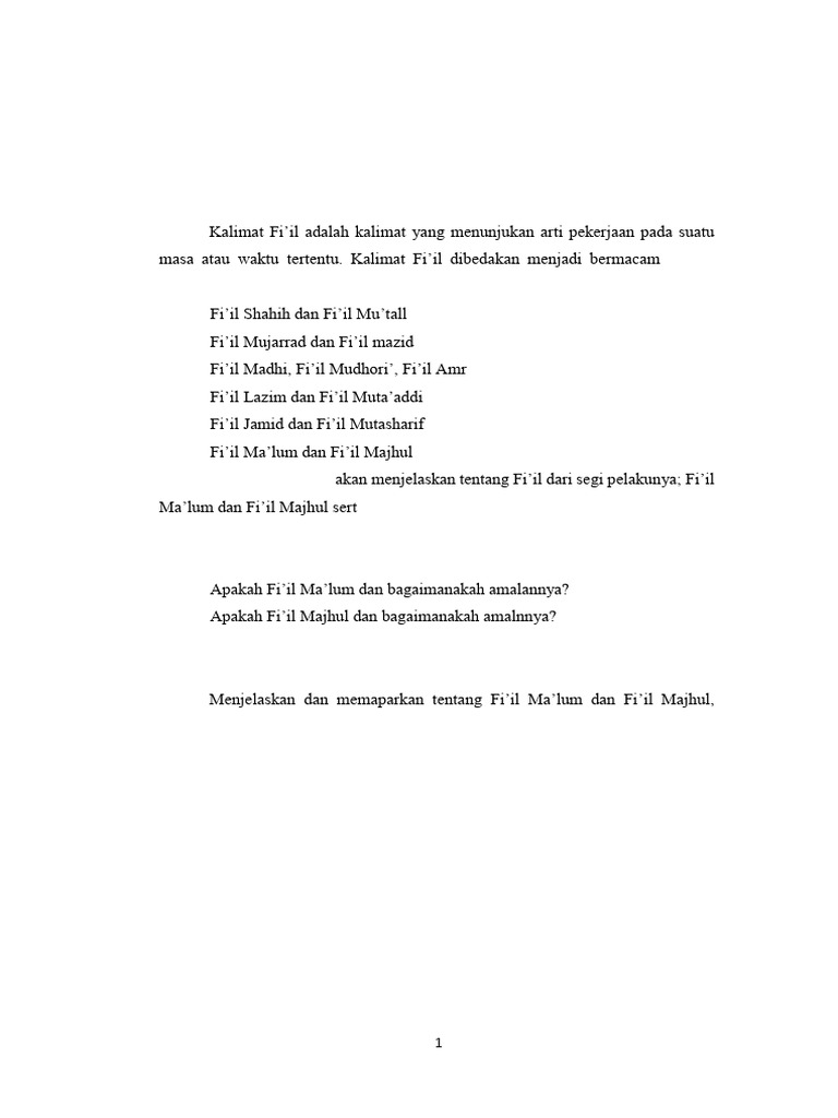 Fiil Majhul Dan Ma'lum PDF | PDF